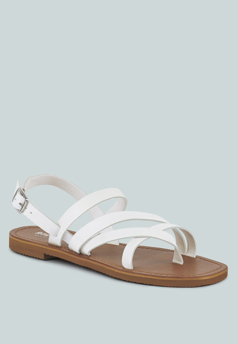 white flat sandals