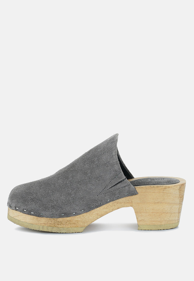 Buy Darcie Grey Suede Clogs | Clogs | Rag & Co United States