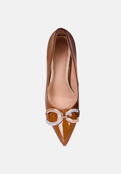 Buy Cocktail Buckle Embellished Stiletto Pump Shoes In Camel | Pumps ...